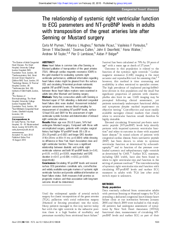 (PDF) The relationship of systemic right ventricular function to ECG ...