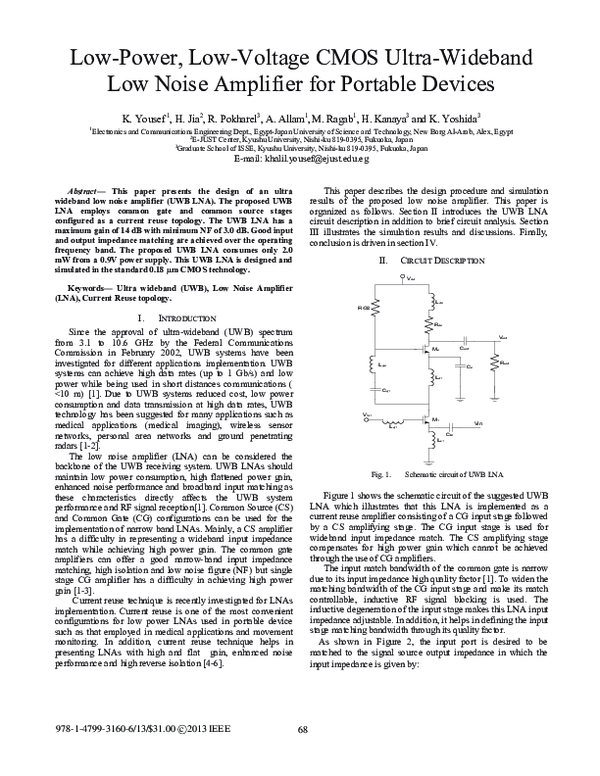 (PDF) Low-Power, Low-Voltage CMOS Ultra-Wideband Low Noise Amplifier for Portable Devices