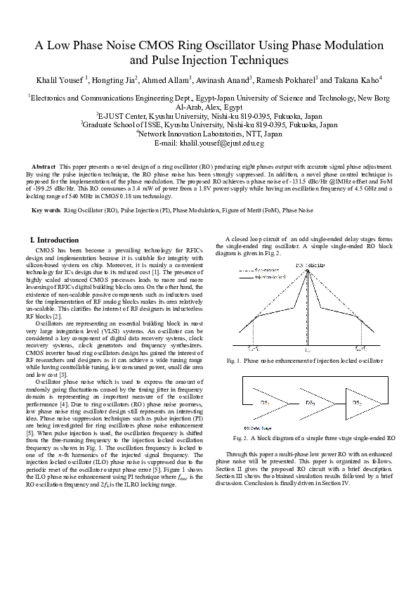 Pdf A Low Phase Noise Cmos Ring Oscillator Using Phase Modulation And Pulse Injection Techniques