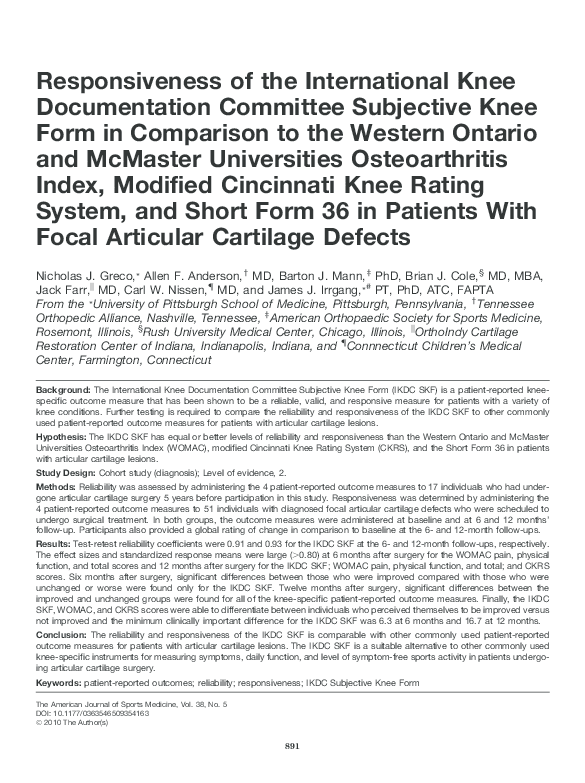 (PDF) A One-Question Patient-Reported Outcome Measure Is Comparable to Multiple-Question ...
