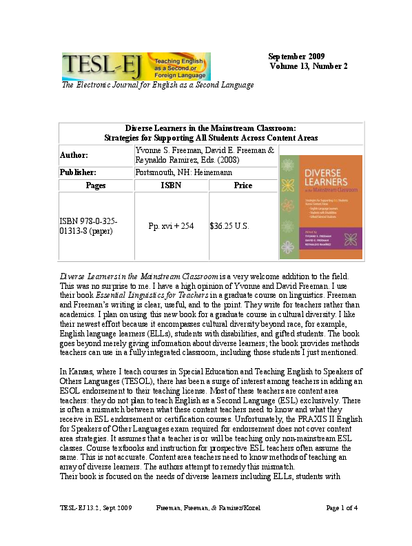 (PDF) Diverse Learners in the Mainstream Classroom: Strategies for Supporting All Students ...