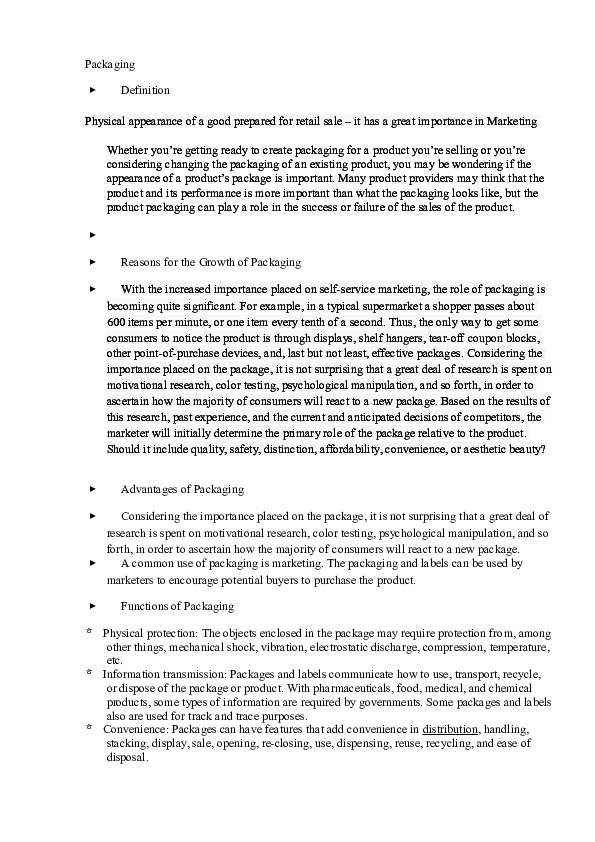 (DOC) Packaging @BULLET Definition | Анастасия Филя - Academia.edu