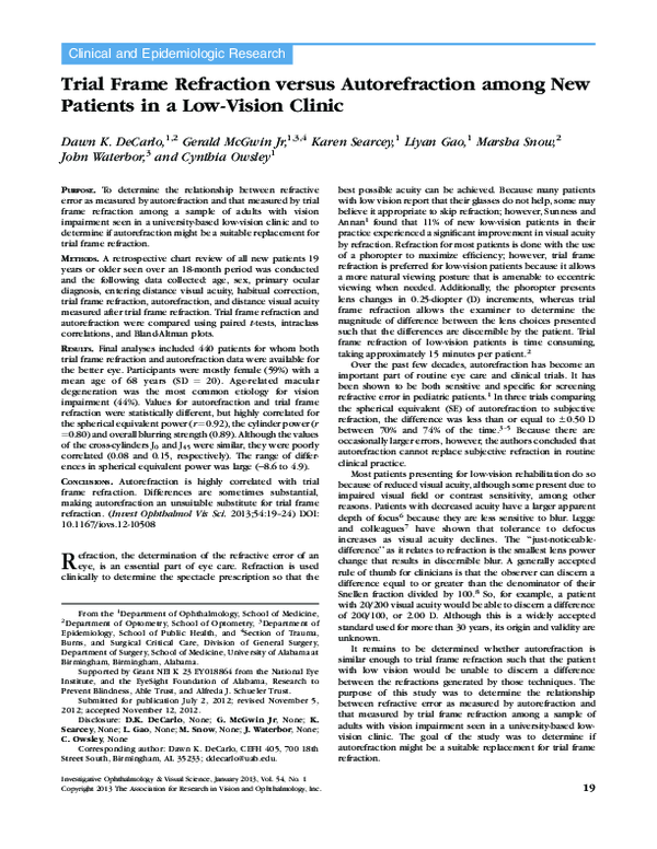 (PDF) Trial Frame Refraction versus Autorefraction among New Patients ...