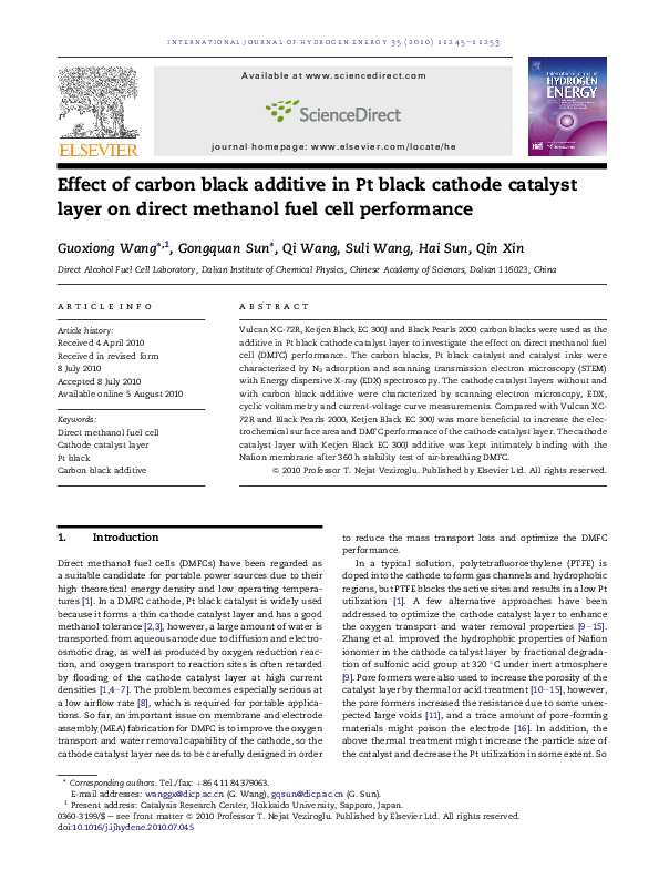 (PDF) Effect of carbon black additive in Pt black cathode catalyst ...