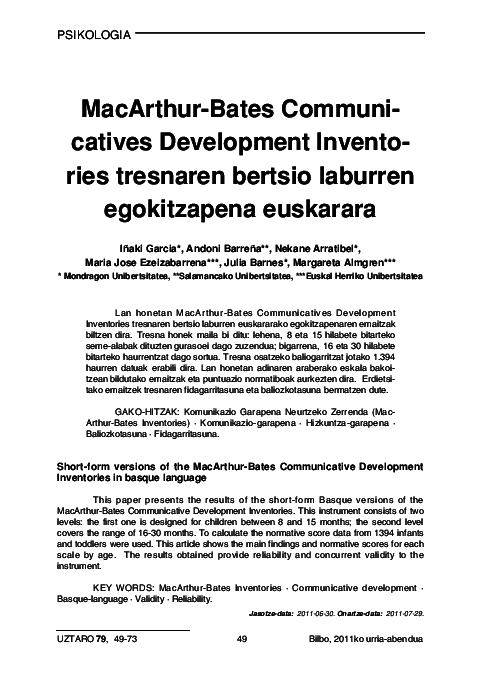 (PDF) MacArthur-Bates Communi- catives Development Invento- ries ...