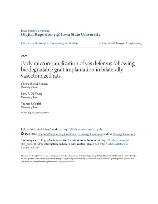 (PDF) Early microrecanalization of vas deferens following biodegradable ...