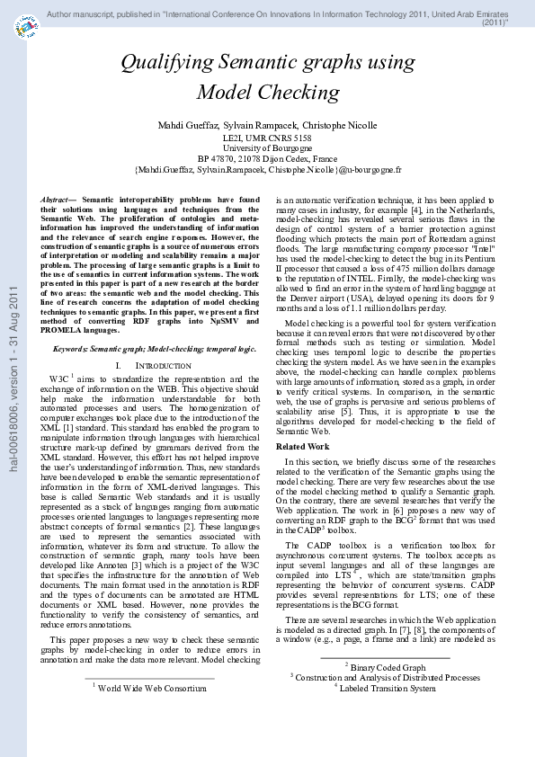 Pdf Qualifying Semantic Graphs Using Model Checking 3213