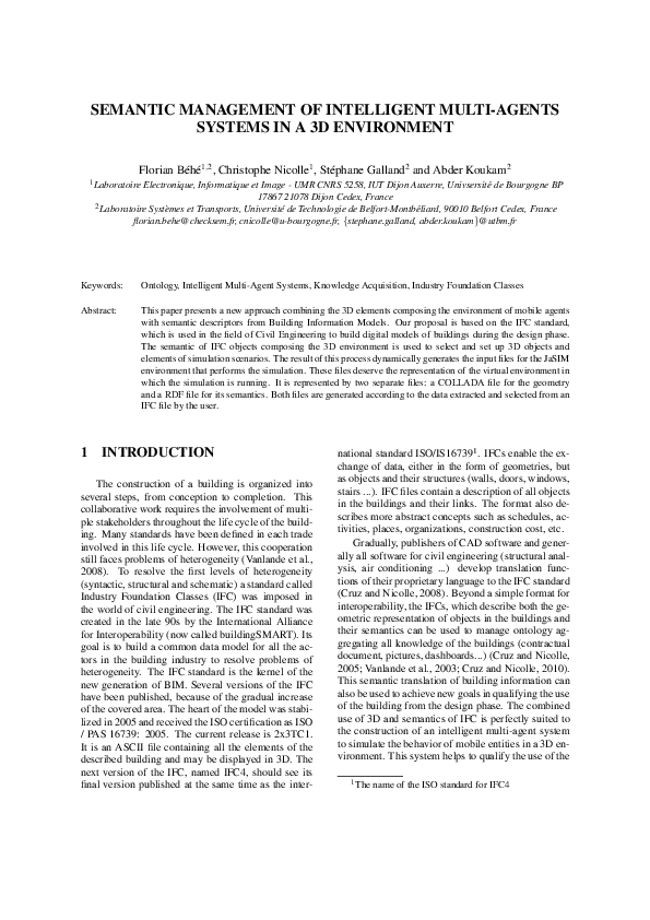 (PDF) Semantic management of intelligent multi-agents systems in a 3D environment