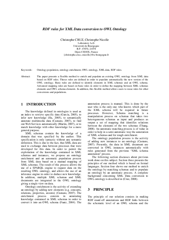 (PDF) RDF Rules for XML Data Conversion to OWL Ontology