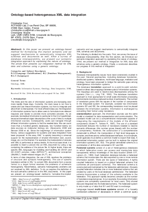 (PDF) Ontology-Based Heterogeneous XML Data Integration