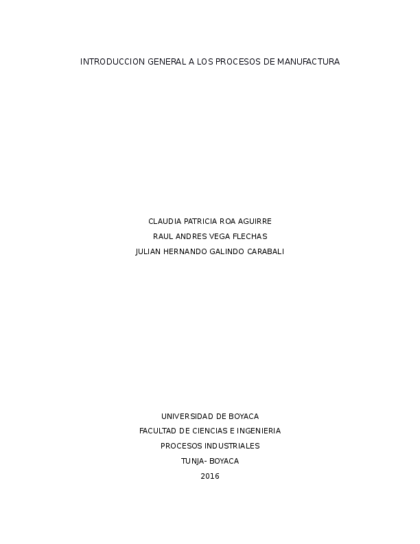 (DOC) INTRODUCCION GENERAL A LOS PROCESOS DE MANUFACTURA