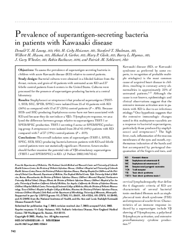 (PDF) Prevalence of superantigen-secreting bacteria in patients with ...
