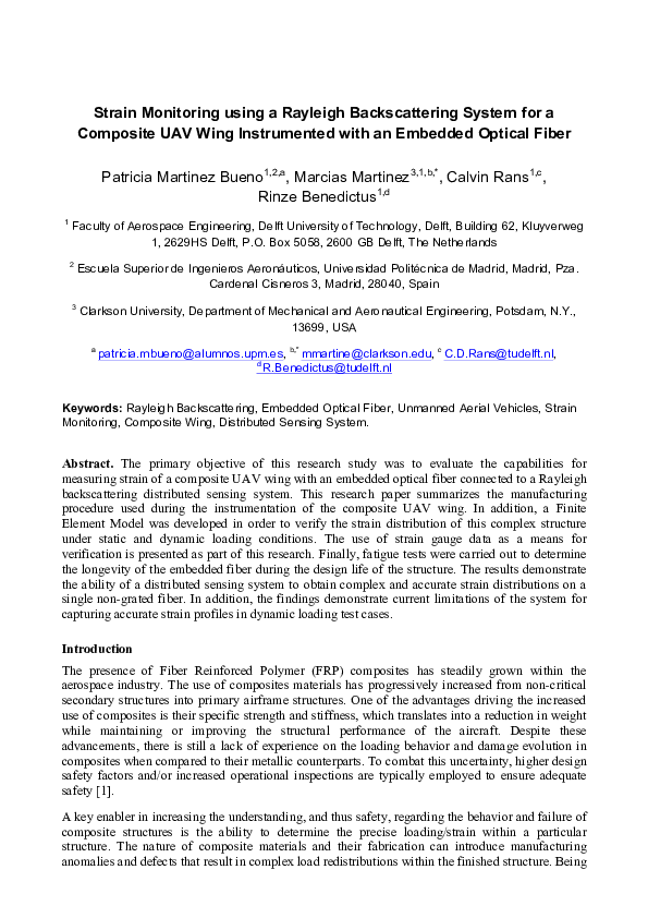 (PDF) Strain Monitoring using a Rayleigh Backscattering System for a Composite UAV Wing ...