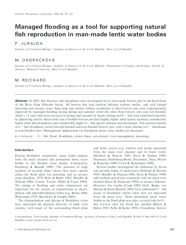 (PDF) Managed flooding as a tool for supporting natural fish ...