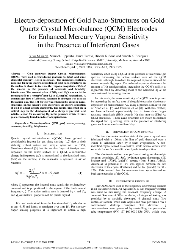 (PDF) Utilization of a Quartz Crystal Microbalance to Obtain Au−Hg ...