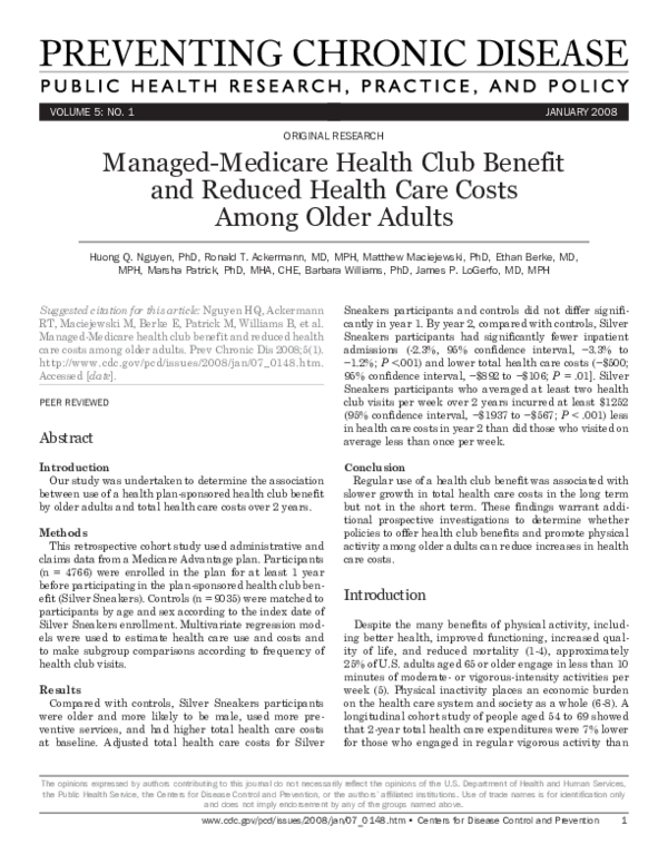 (PDF) Managed-Medicare health club benefit and reduced health care ...