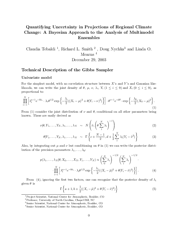 (PDF) Quantifying Uncertainty in Projections of Regional Climate Change: A Bayesian Approach to ...