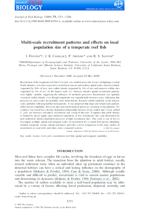 (PDF) Multi-scale recruitment patterns and effects on local population ...