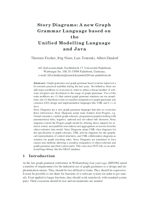 (PDF) Story diagrams: A new graph rewrite language based on the Unified Modeling Language and Java