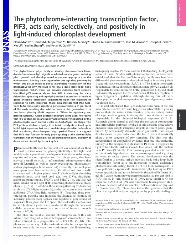 (PDF) Mechanistic duality of transcription factor function in phytochrome signaling | Bassem Al ...