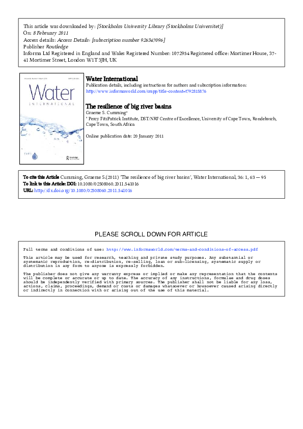 (PDF) The resilience of big river basins