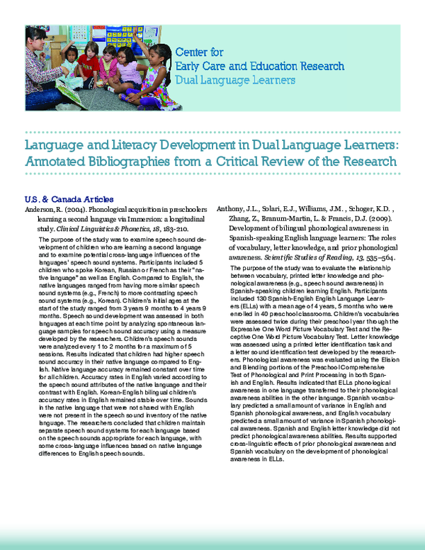 (PDF) Language and Literacy Development of Dual Language Learners ...