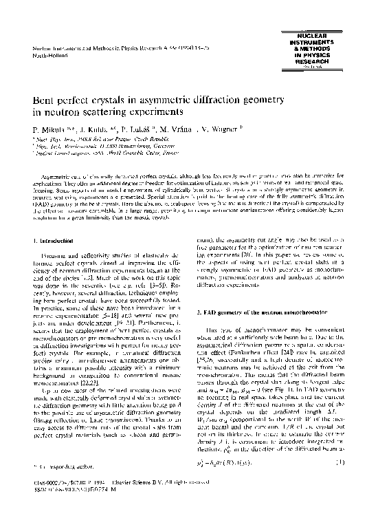 (PDF) Bent perfect crystals in asymmetric diffraction geometry in ...