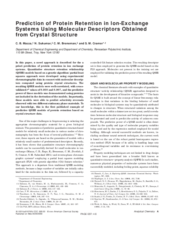 (PDF) Prediction of Protein Retention in Ion-Exchange Systems Using ...