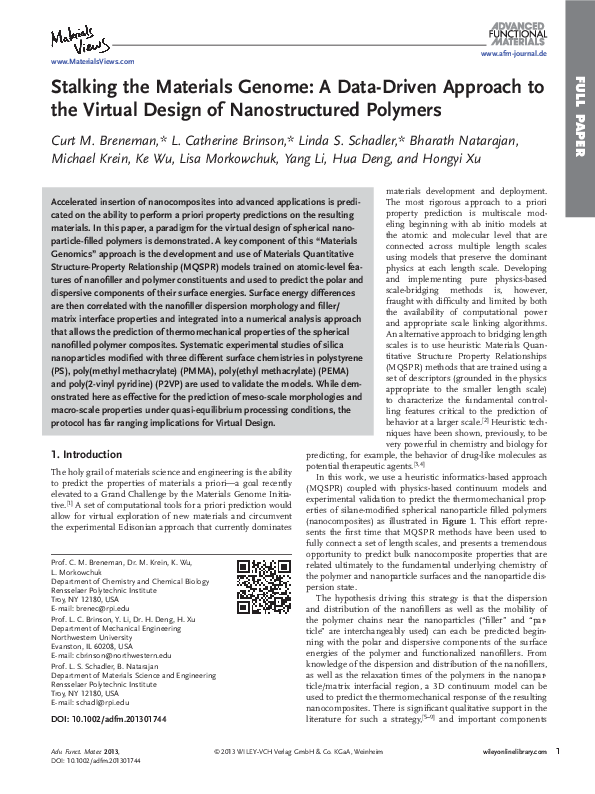 (PDF) Stalking the materials genome: A data-driven approach to the virtual design of ...