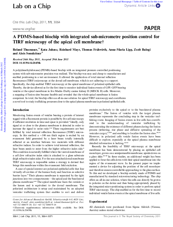 (PDF) A PDMS-based biochip with integrated sub-micrometre position ...