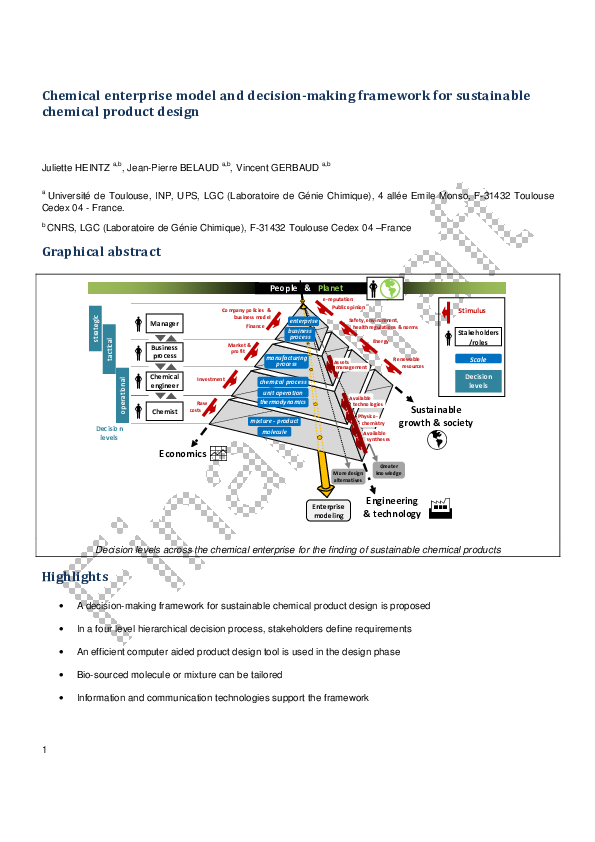 (PDF) Chemical enterprise model and decision-making framework for ...