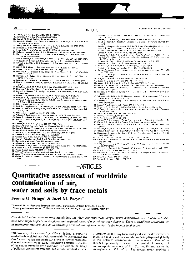 (PDF) Quantitative assessment of worldwide contamination of air, water ...