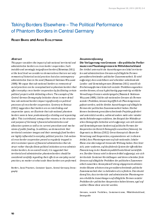 Taking Borders Elsewhere – The Political Performance of Phantom Borders ...