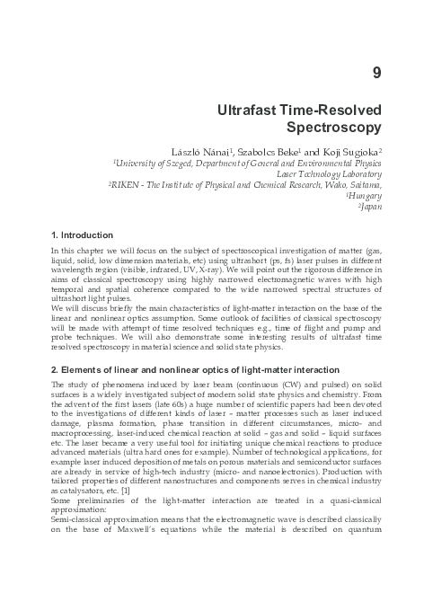 (PDF) Ultrafast Time-Resolved Spectroscopy