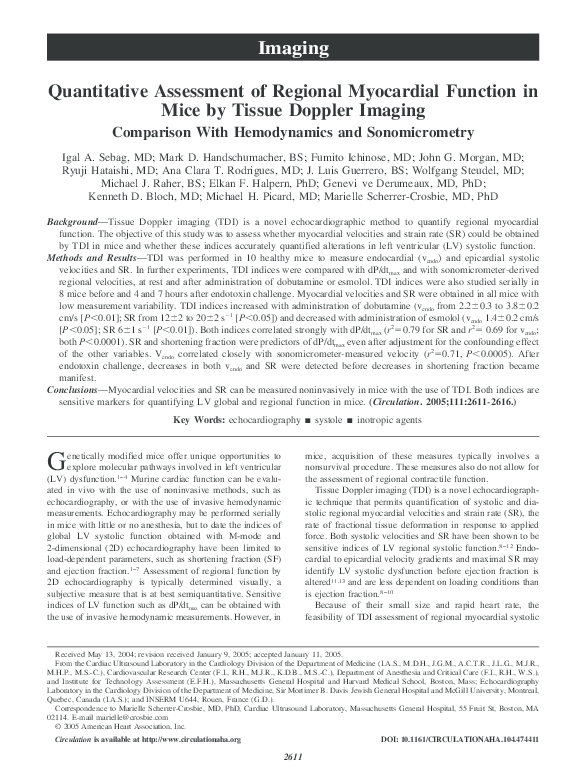 (PDF) Quantitative Assessment of Regional Myocardial Function in Mice ... (PDF) Quantitative Assessment of Regional Myocardial Function in Mice ...