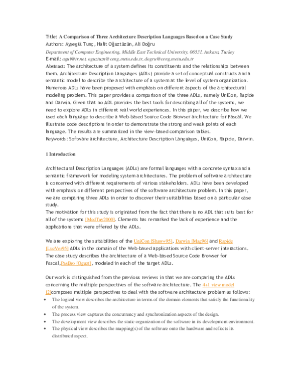 (PDF) Title: A Comparison of Three Architecture Description Languages ...