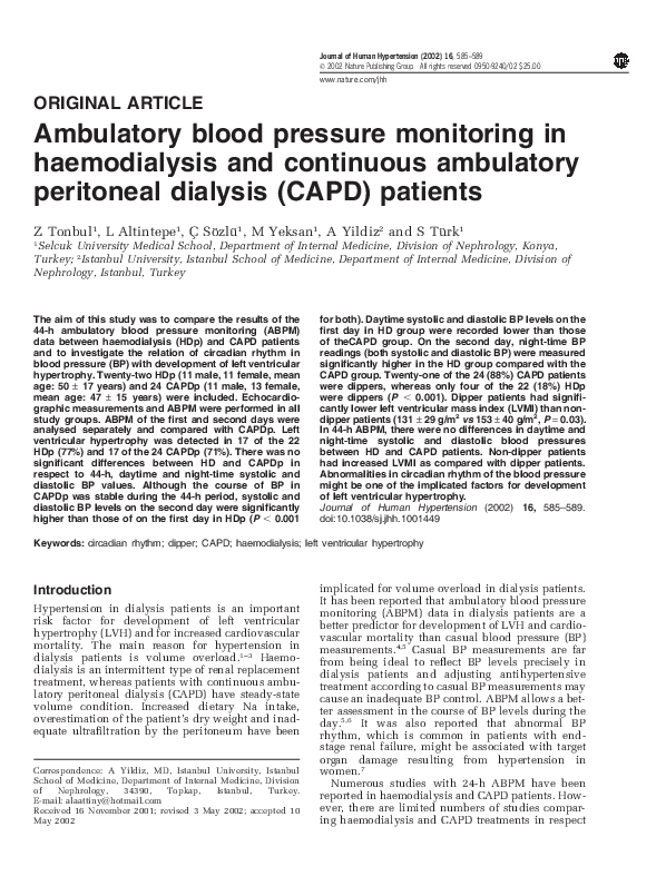 (PDF) Ambulatory blood pressure monitoring in haemodialysis and ...