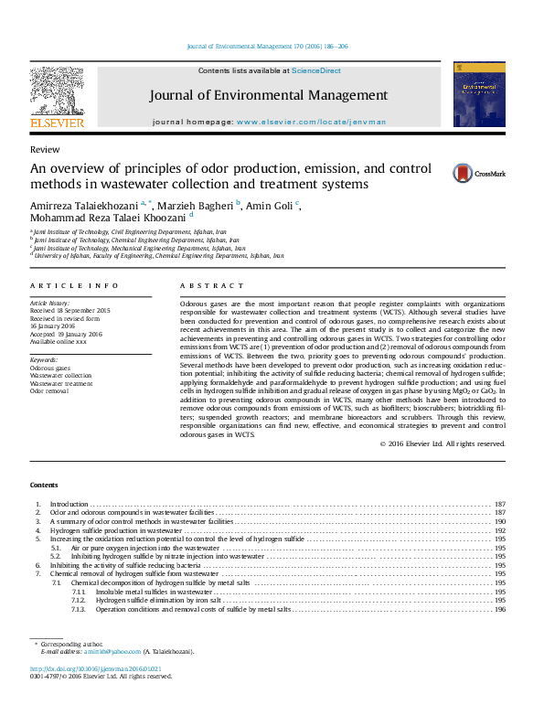 (PDF) An overview of principles of odor production, emission, and ...