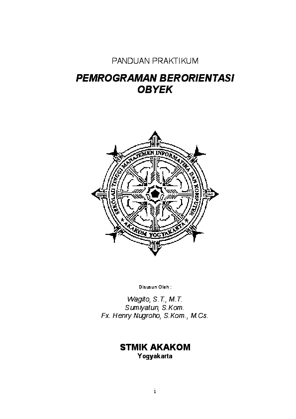 (DOC) PEMROGRAMAN BERORIENTASI OBYEK STMIK AKAKOM Yogyakarta 2015