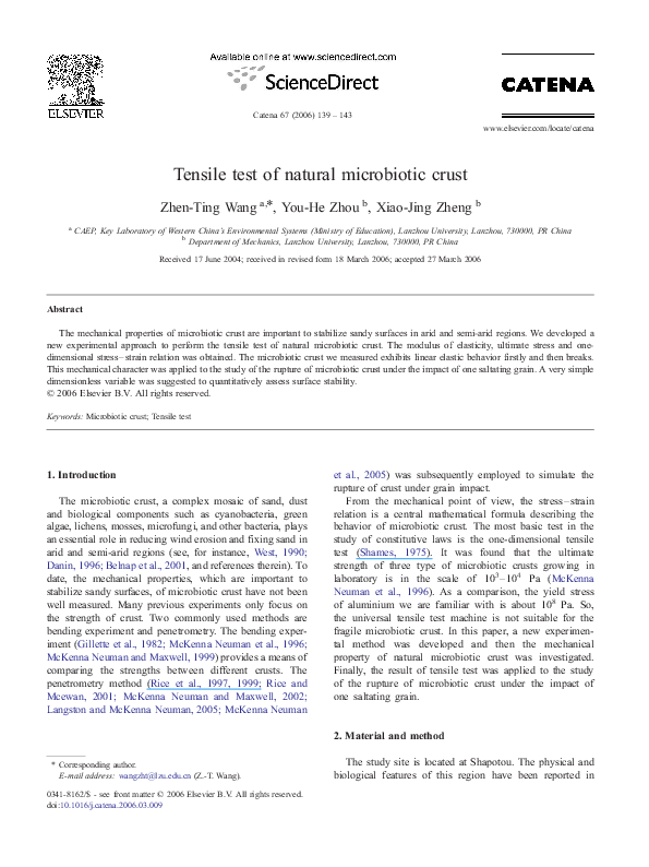 (PDF) Tensile test of natural microbiotic crust