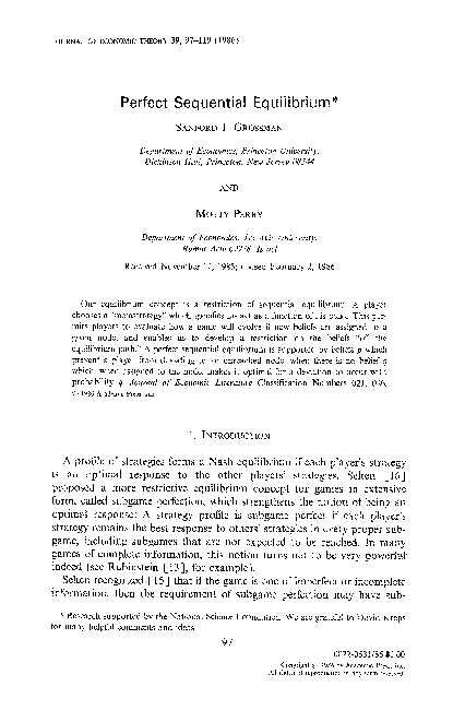 (PDF) Perfect sequential equilibrium