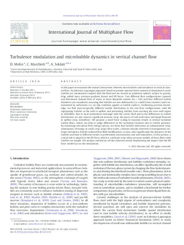 (PDF) Turbulence modulation and microbubble dynamics in vertical channel flow