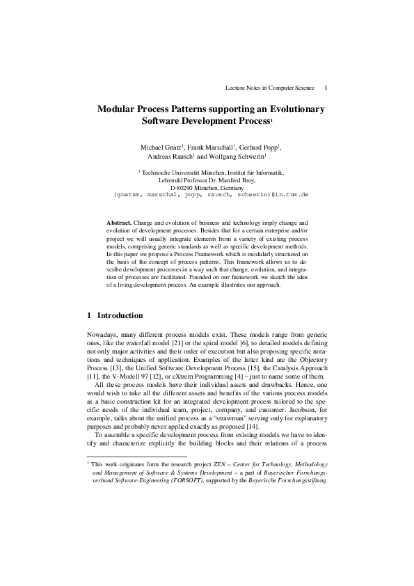 (PDF) Modular Process Patterns Supporting an Evolutionary Software ...