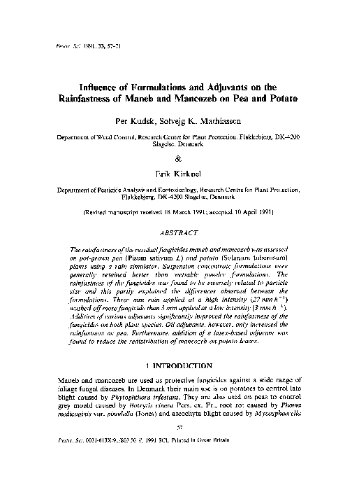 (PDF) Influence of formulations and adjuvants on the rainfastness of ...
