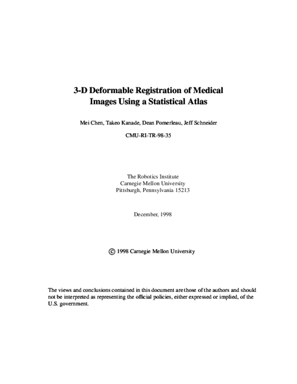 Pdf 3 D Deformable Registration Of Medical Images Using A Statistical Atlas