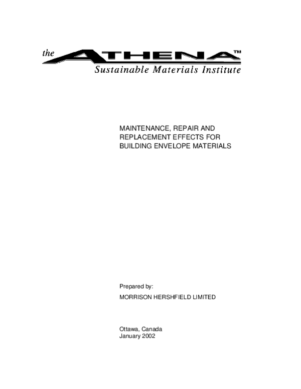 (PDF) MAINTENANCE, REPAIR AND REPLACEMENT EFFECTS FOR BUILDING ENVELOPE ...