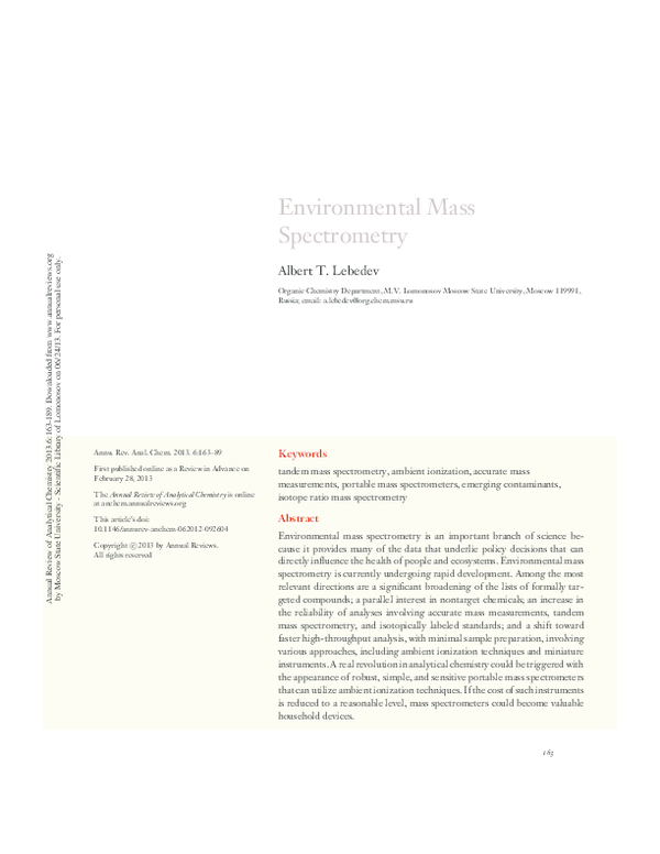 (PDF) Environmental Mass Spectrometry