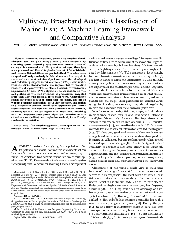 (PDF) Multiview, Broadband Acoustic Classification of Marine Fish: A Machine Learning Framework ...