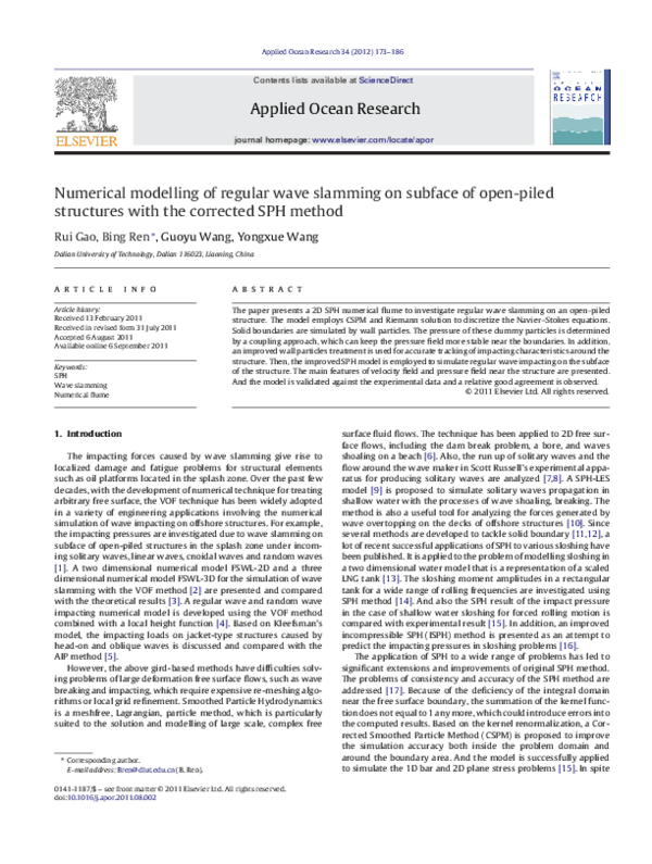 Pdf Numerical Modelling Of Regular Wave Slamming On Subface Of Open Piled Structures With The