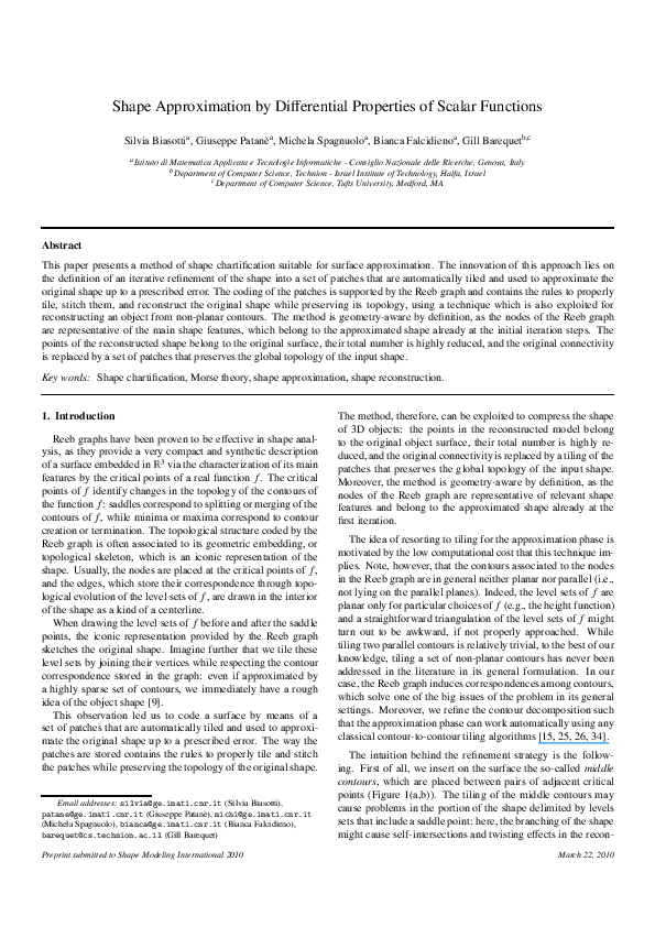 Pdf Shape Approximation By Differential Properties Of Scalar Functions